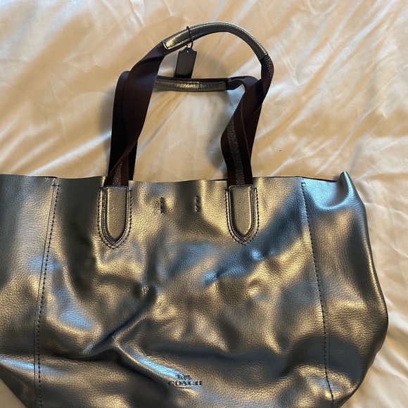 Coach | Bags | Coach Metallic Silver Tote Bag | Poshmark
